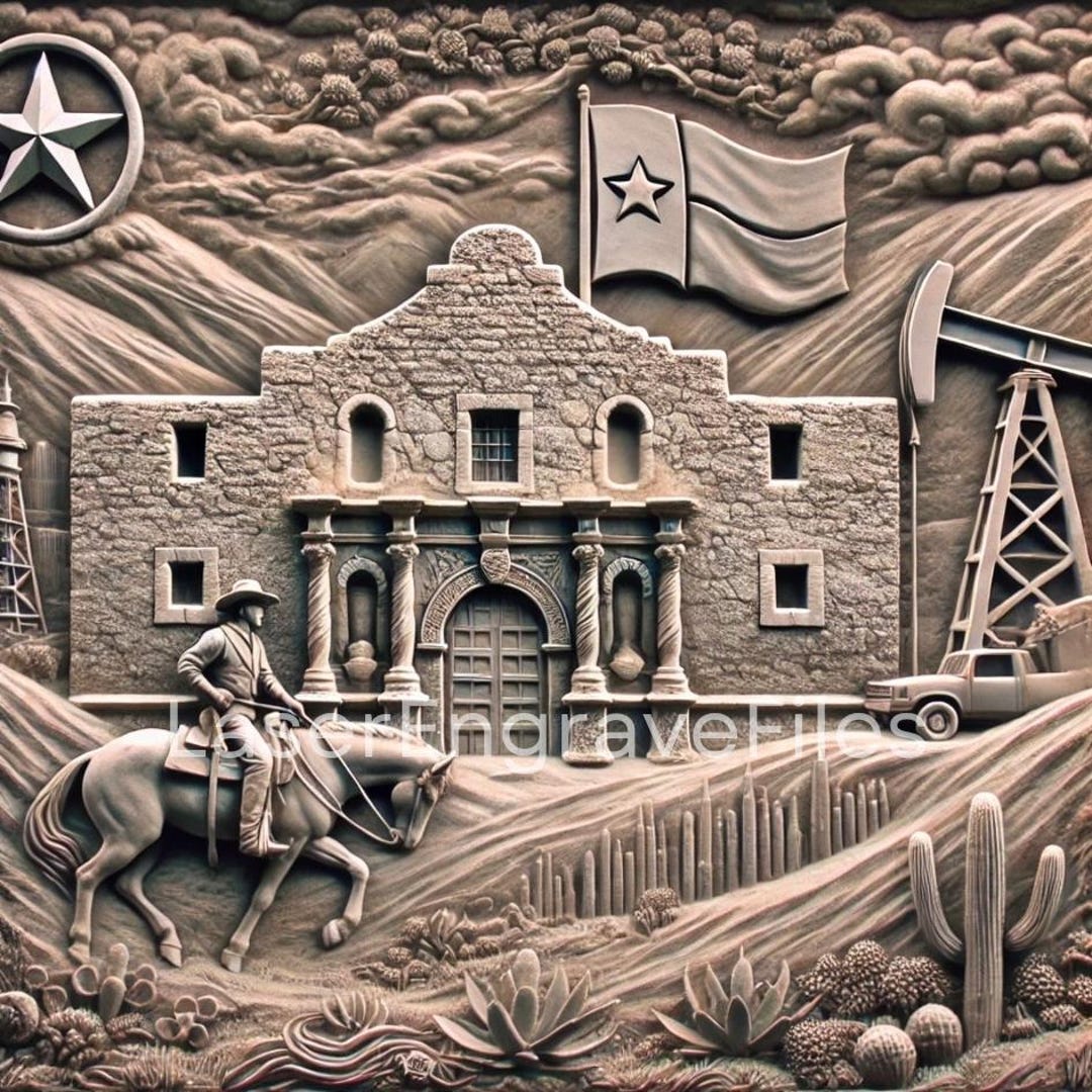 3D Alamo Laser Engraving Files: Slate Coaster SVG, PNG (digital ...