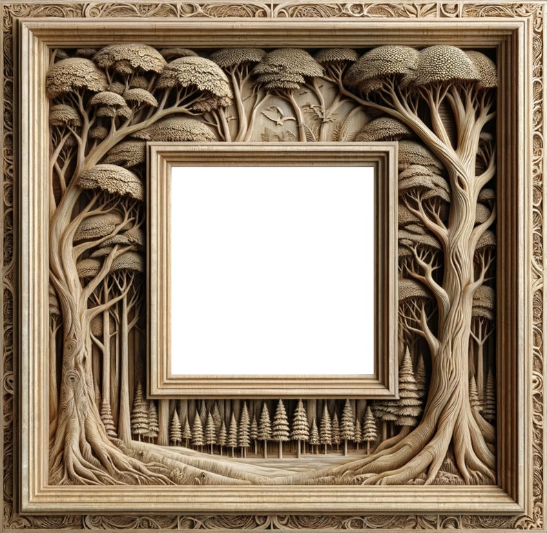 Lasercut File | 3D Engraved Forest Trees Picture Art Frame With Stand ...