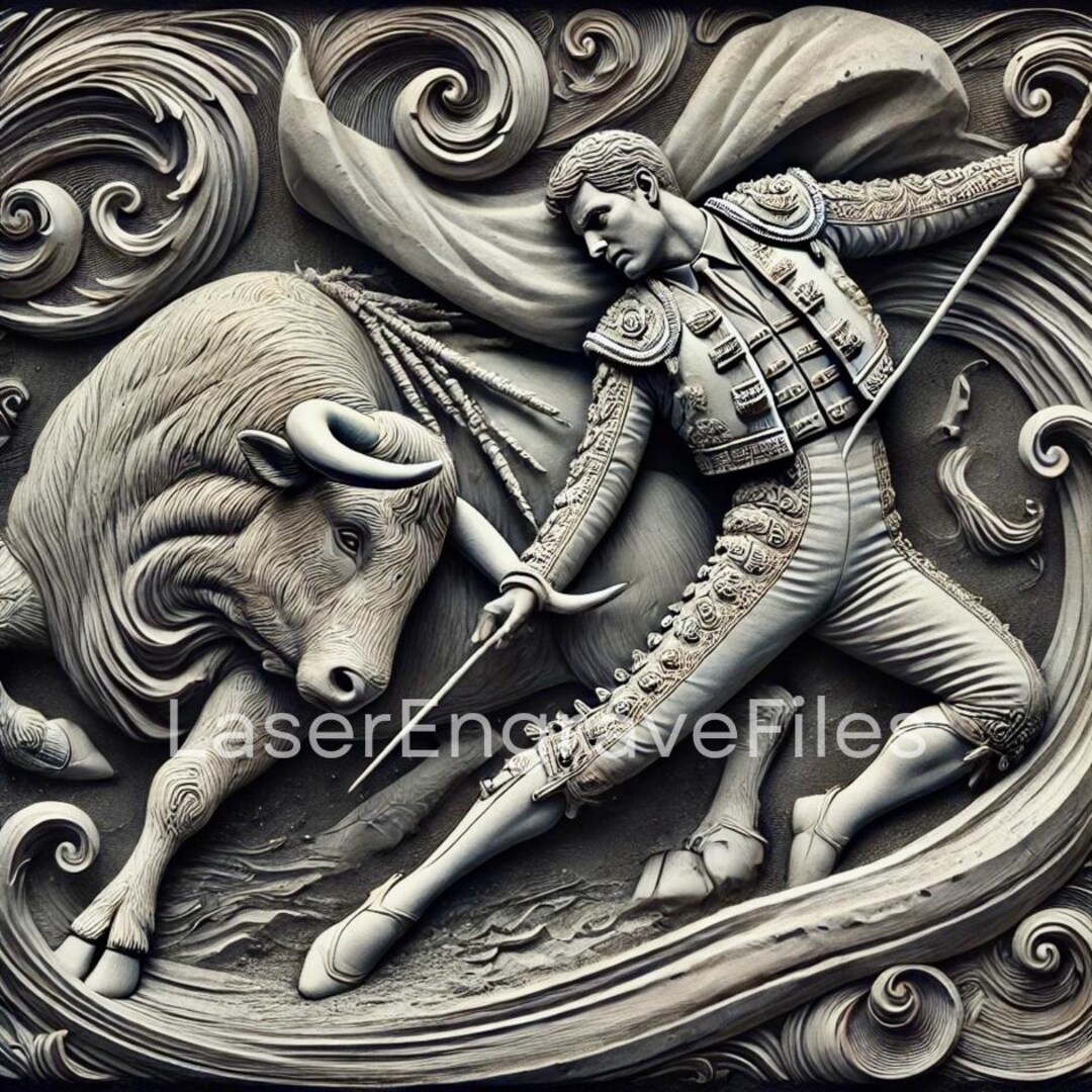 Bullfight Matador 3D Laser Cut File: Wood Engraving (digital Download ...