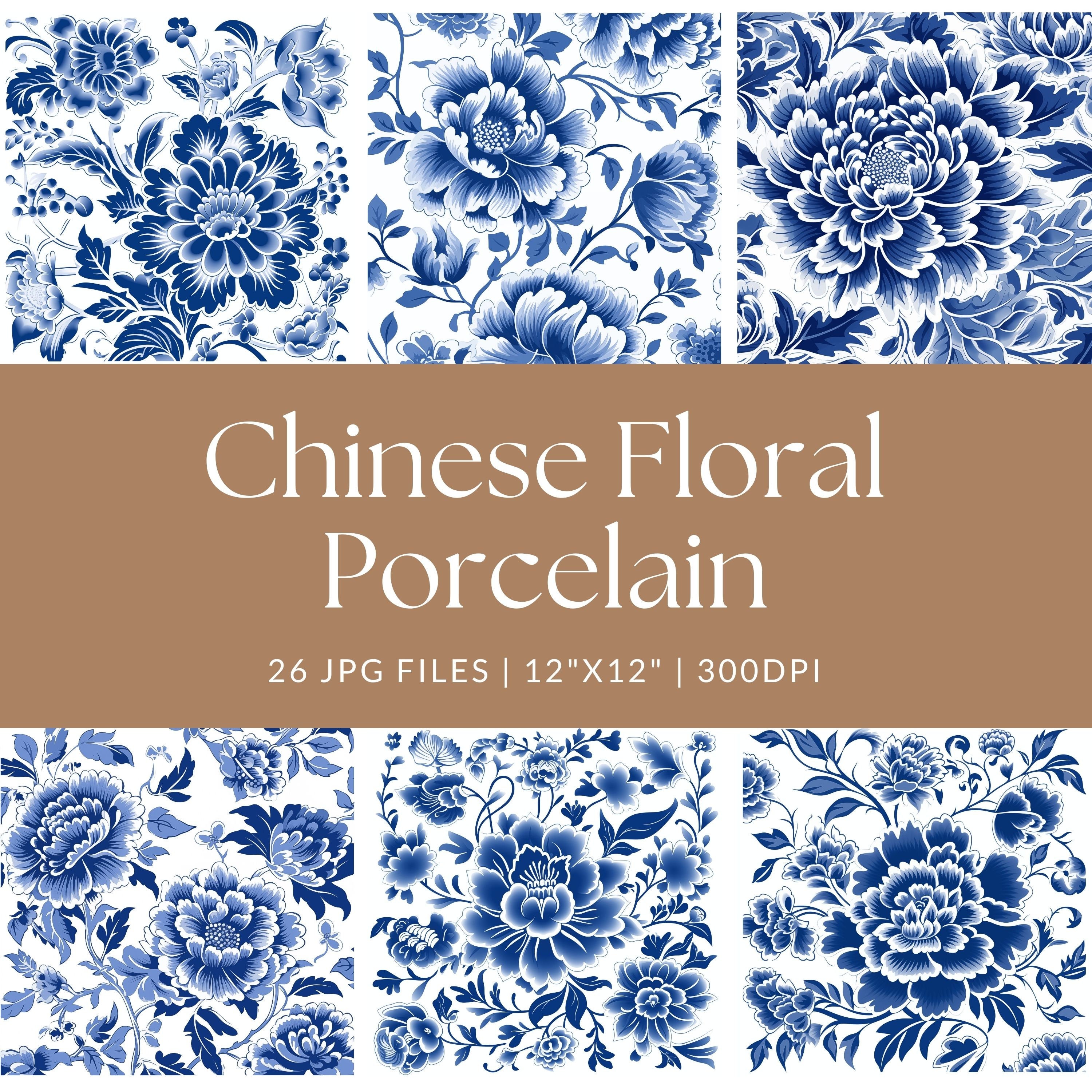 Chinese Floral Porcelain Texture Digital Pattern for Personalized ...