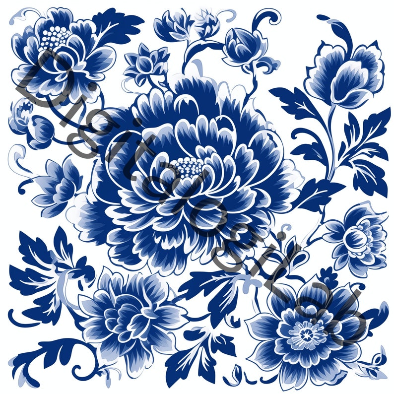 Chinese Floral Porcelain Texture Digital Pattern for Personalized ...