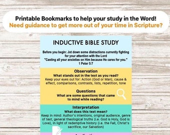 Printable Inductive Bible Study Bookmark, Scripture Color Code Legend ...