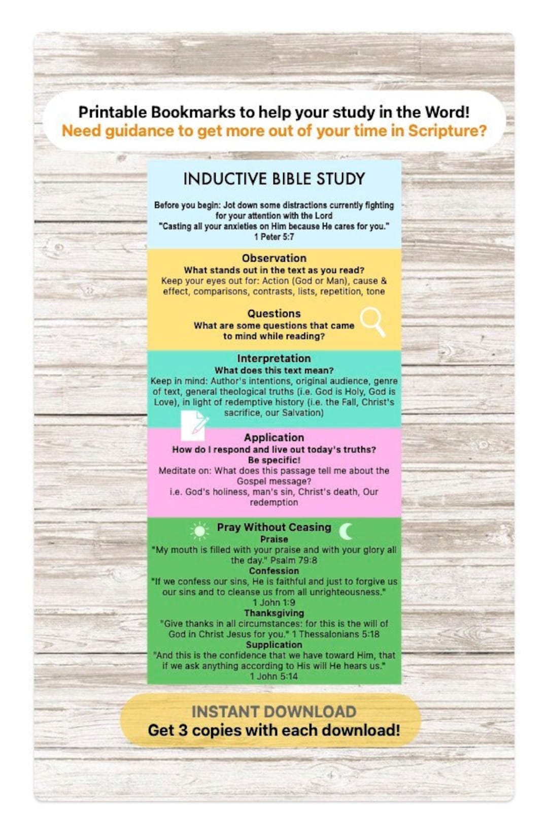 Inductive Bible Study Bookmark - Etsy