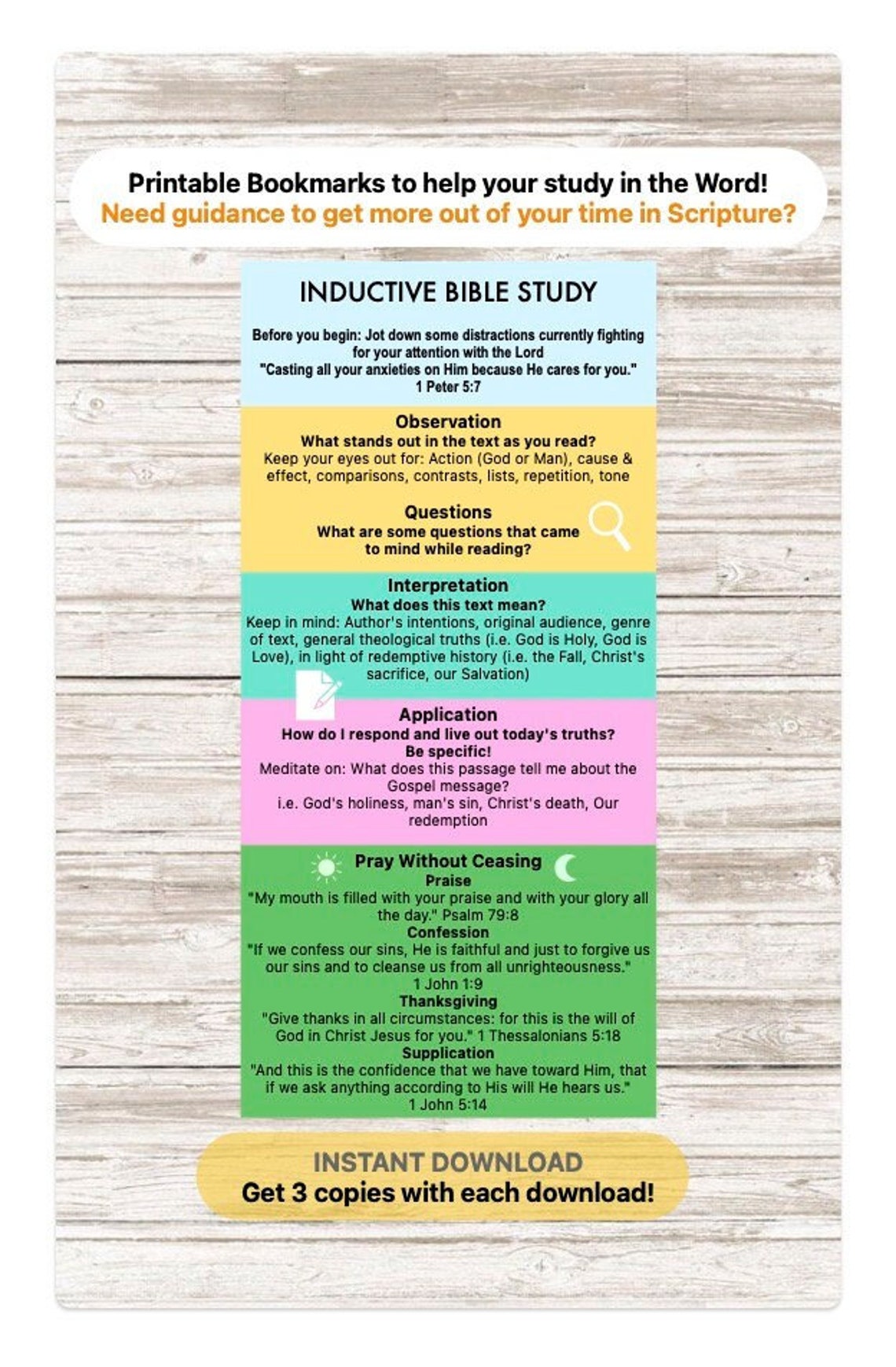 Inductive Bible Study Bookmark - Etsy