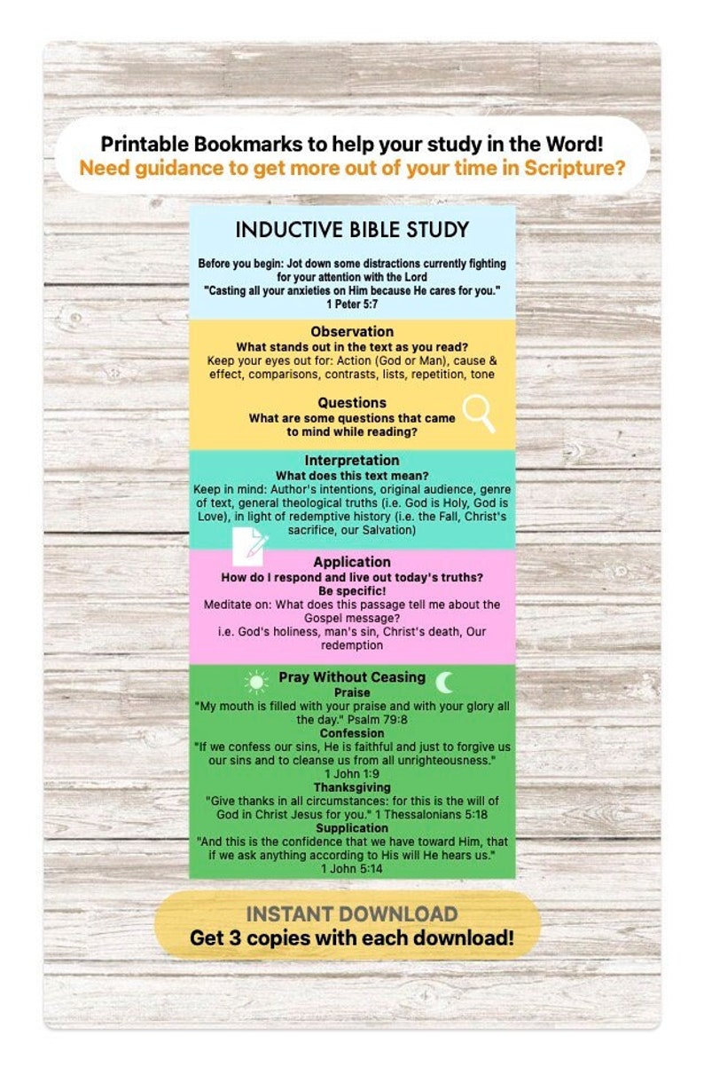 Inductive Bible Study Bookmark - Etsy