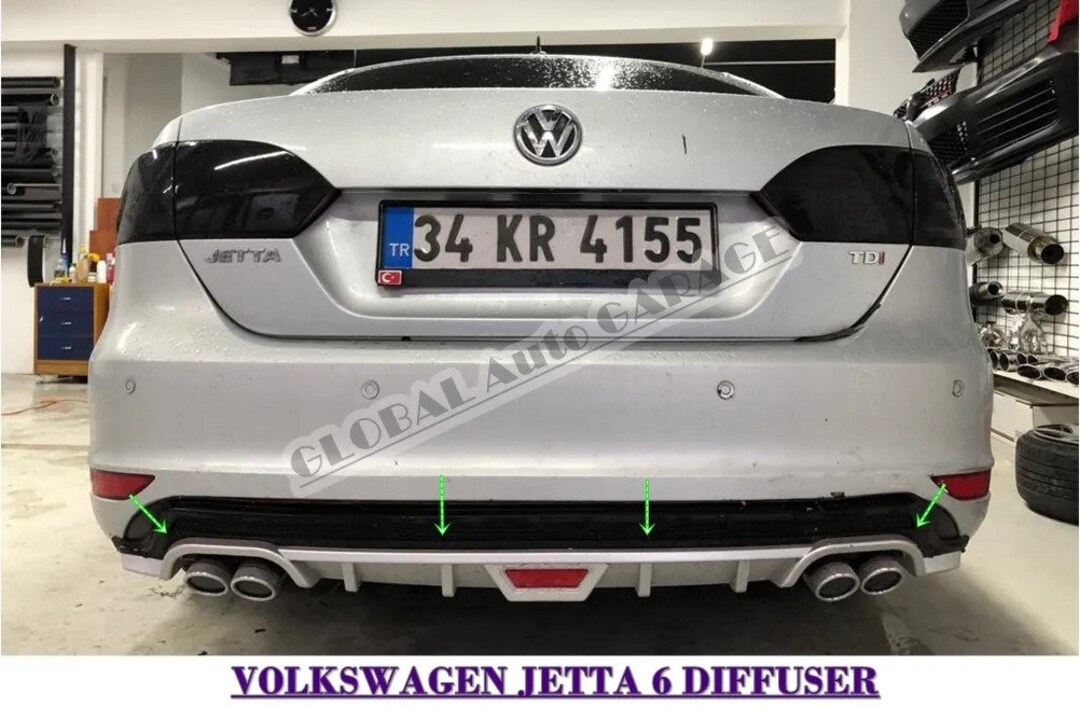 For Vw Jetta Mk6 Rear Diffuser Black or Gray 4 Chrome Exhaust View Rear ...