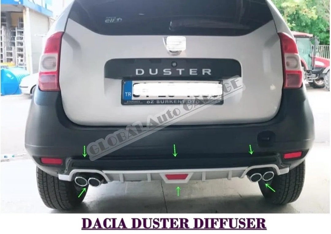 For Dacia Duster Rear Diffuser Black or Gray 4 Chrome Exhaust View Rear ...