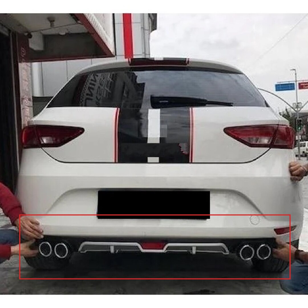 For Seat Leon Mk3 Style Rear Diffuser Black or Gray 4 Chrome Exhaust ...