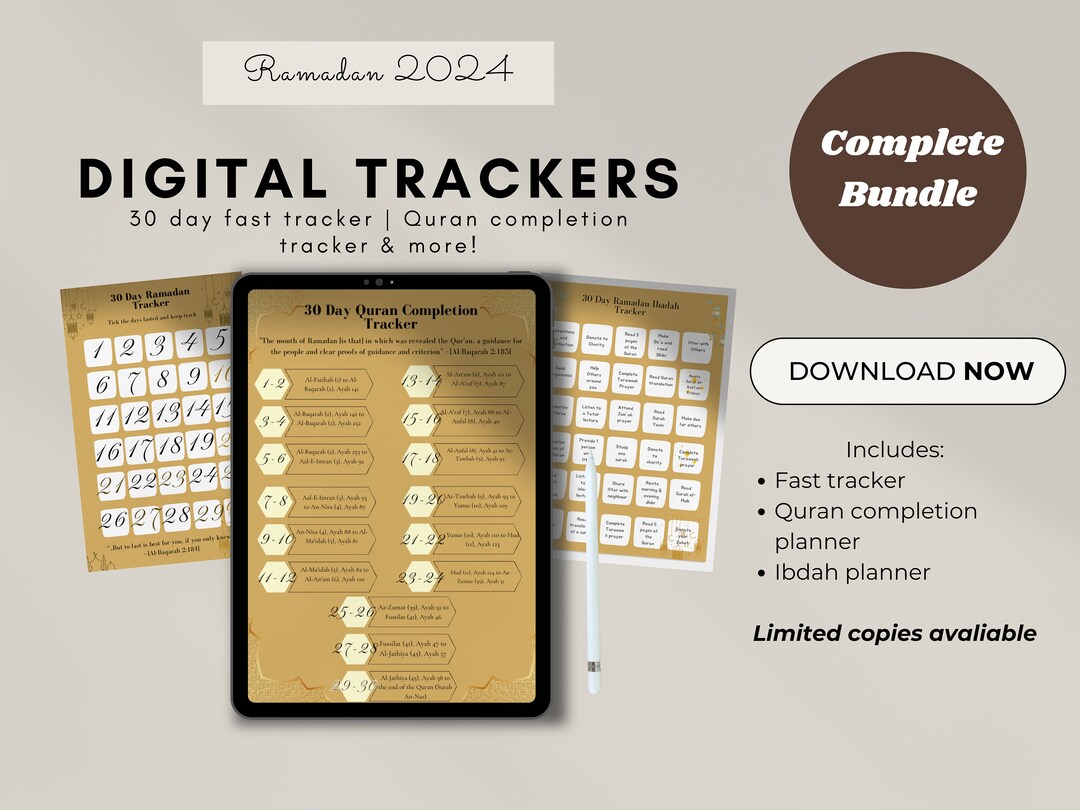 Printable Ramadan Planner, 3 Trackers, Quran Tracker, Quran Planner ...