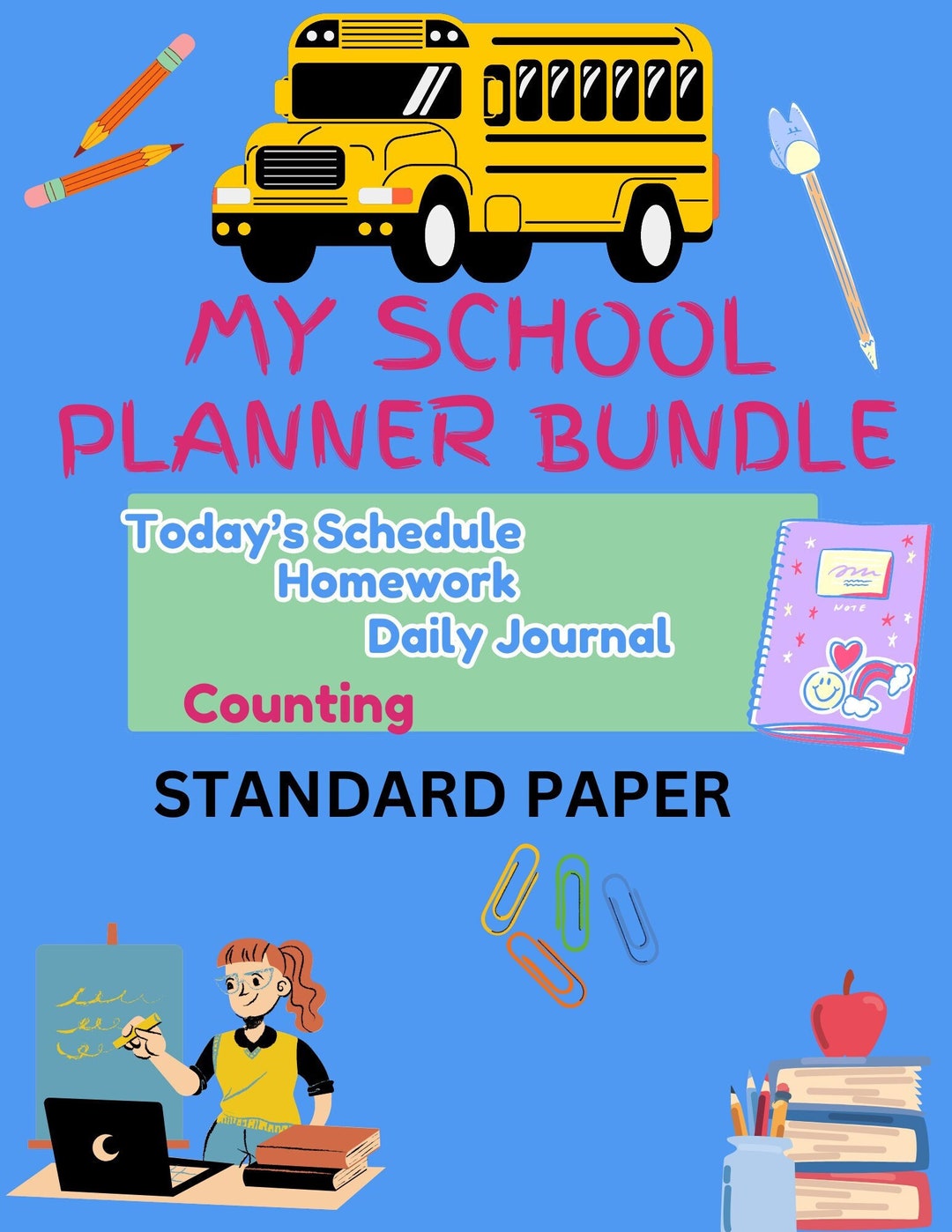 Elementary Weekly Planner Bundle, Canva PLR Digital Templates, Bonus ...