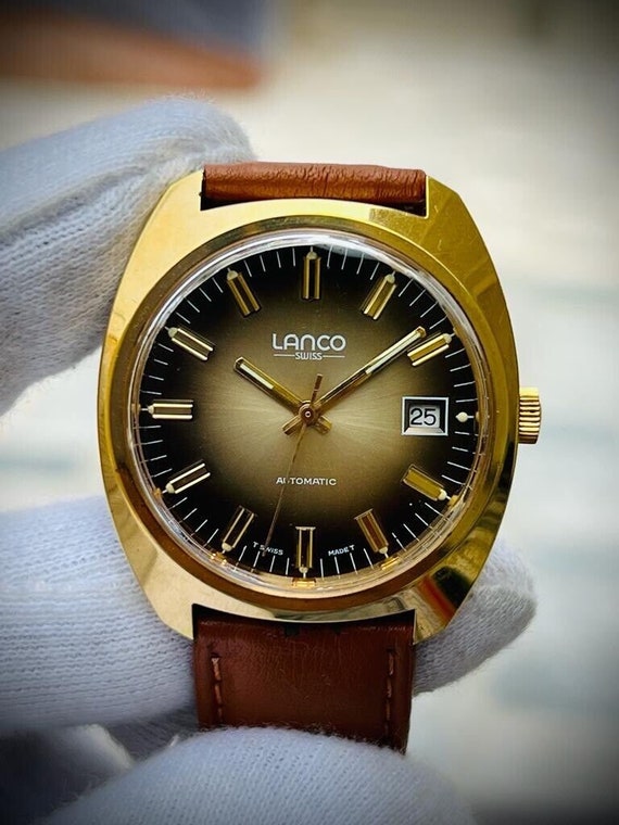 Vintage Lanco Swiss 2 Shade Brown Dial Automatic 36mm… - Gem