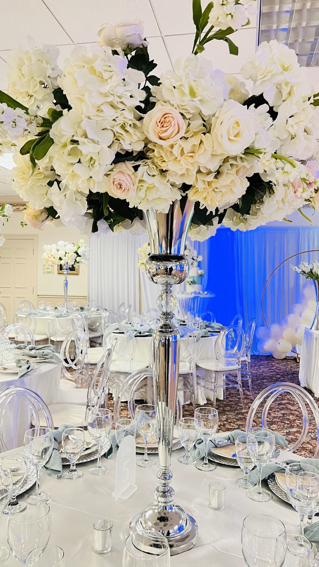 Silver Metal Centerpiece - Etsy