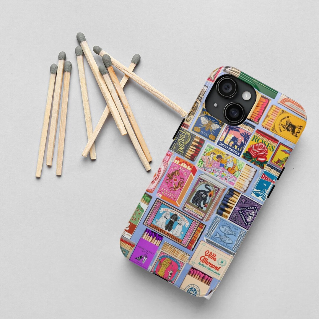 Vintage Matchbox Collage Phone Case: Retro Art Design - Etsy