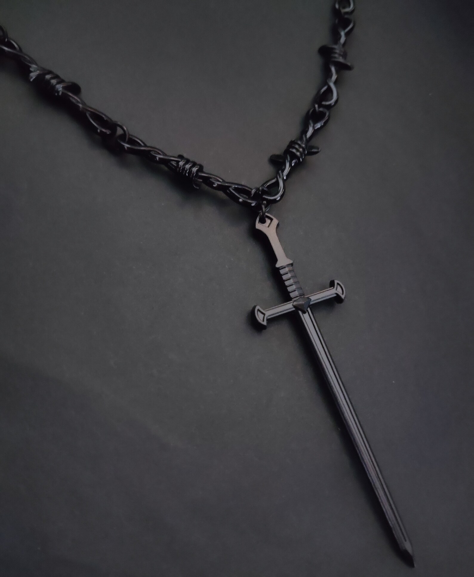 BLACK SWORD BARBED Wire Necklace - Etsy