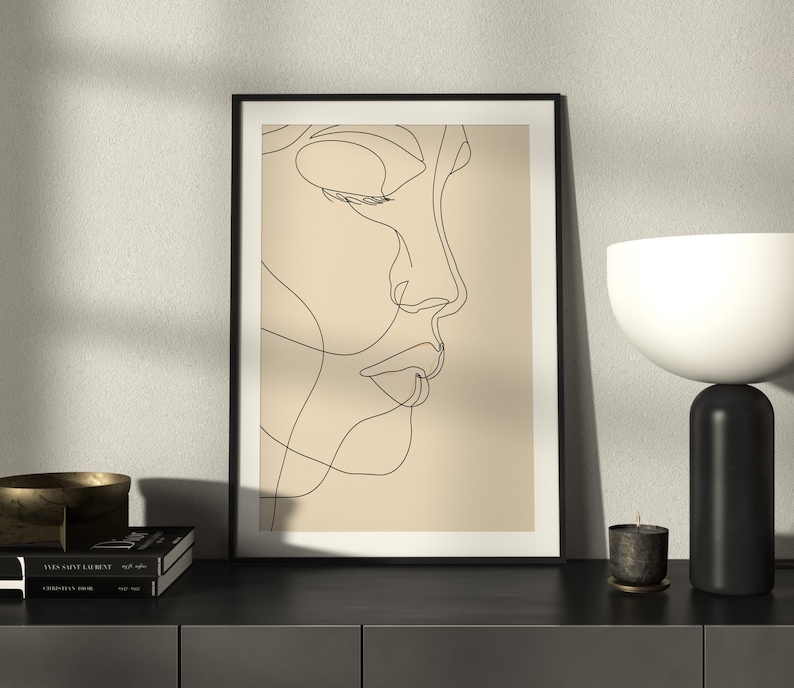Abstract Female Face Lines Poster Minimalist Continuous Line Art Print ...