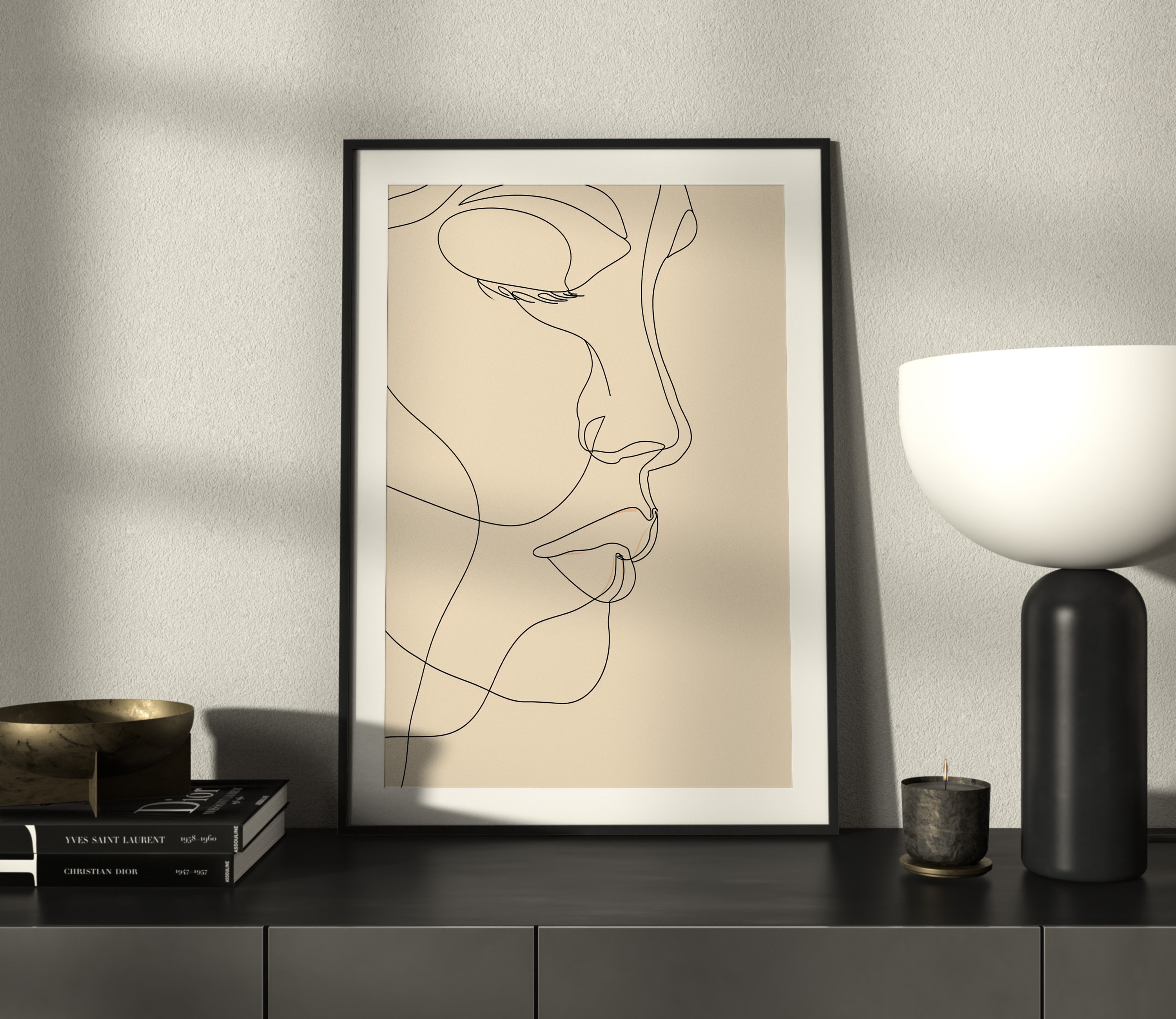 Abstract Female Face Lines Poster Minimalist Continuous Line Art Print ...