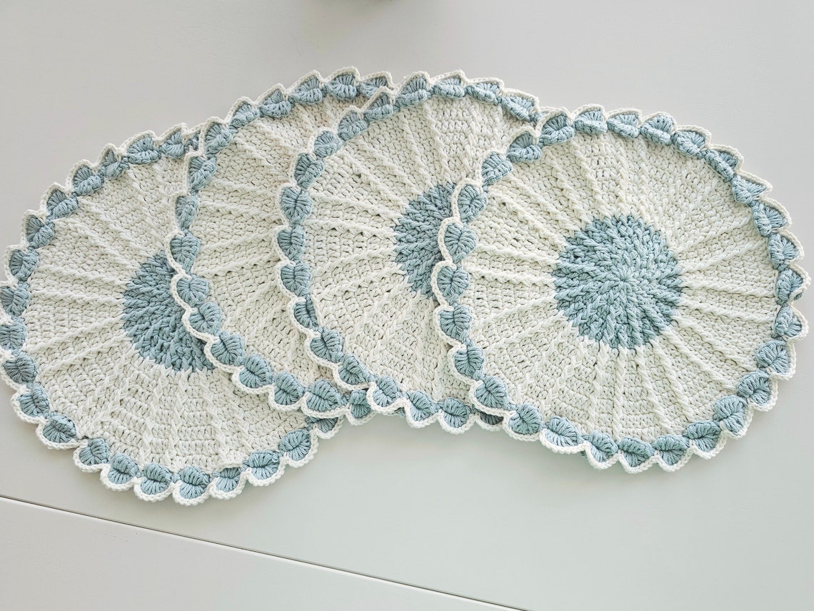 Farmhouse Placemats With Leaf Edge Set of 4/ Shabby Chic Placemats ...
