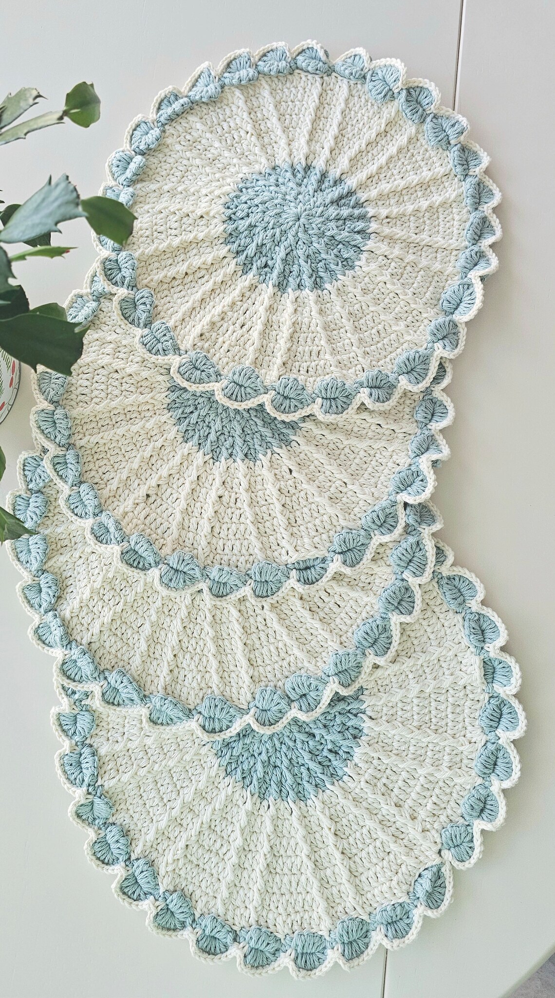 Farmhouse Placemats With Leaf Edge Set of 4/ Shabby Chic Placemats ...