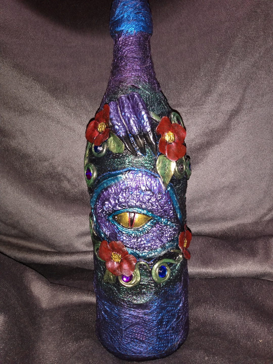 Gothic Handmade Air Dry Porcelain Clay Sculpture on a Glass Bottle - Etsy