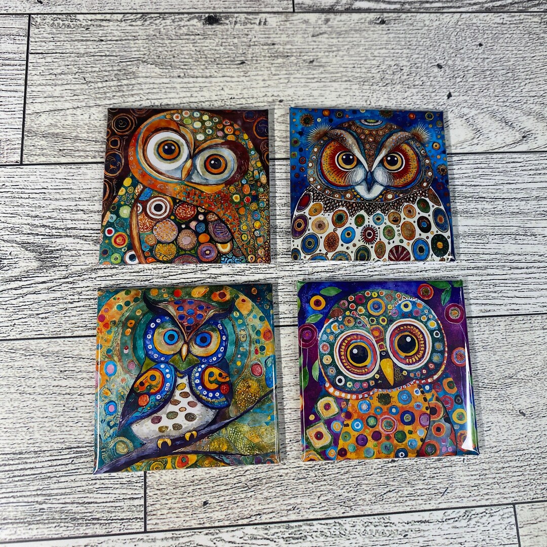 Owl Fridge Magnets, Cute Owl Decor, Kitchen Magnet Set, Gift for Bird ...