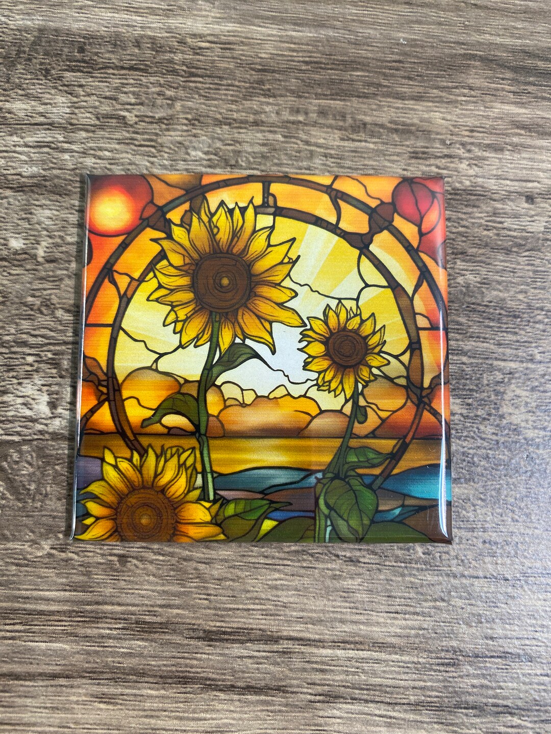 Sunflower Magnets With a Stained Glass Look 2 X 2 Set of Four - Etsy