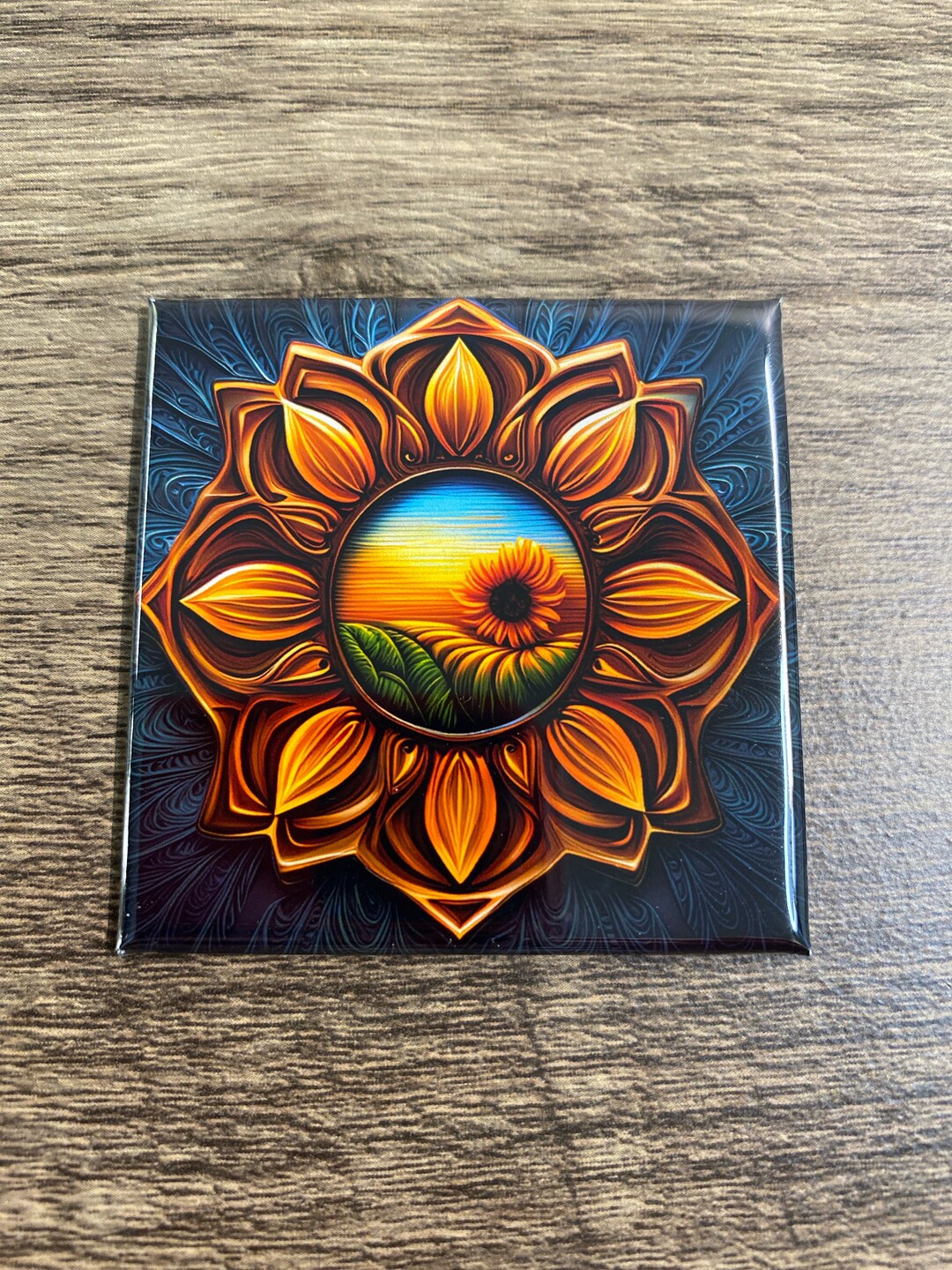 Sunflower Magnets With a Leather Tooled Look 2 X 2 Set of Three - Etsy