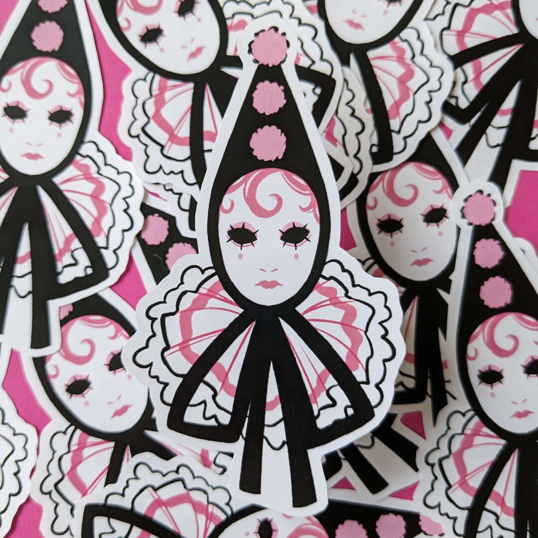 Pink Clown Sticker Cute Pastel Clowncore Jester Circus Pierrot Laptop ...