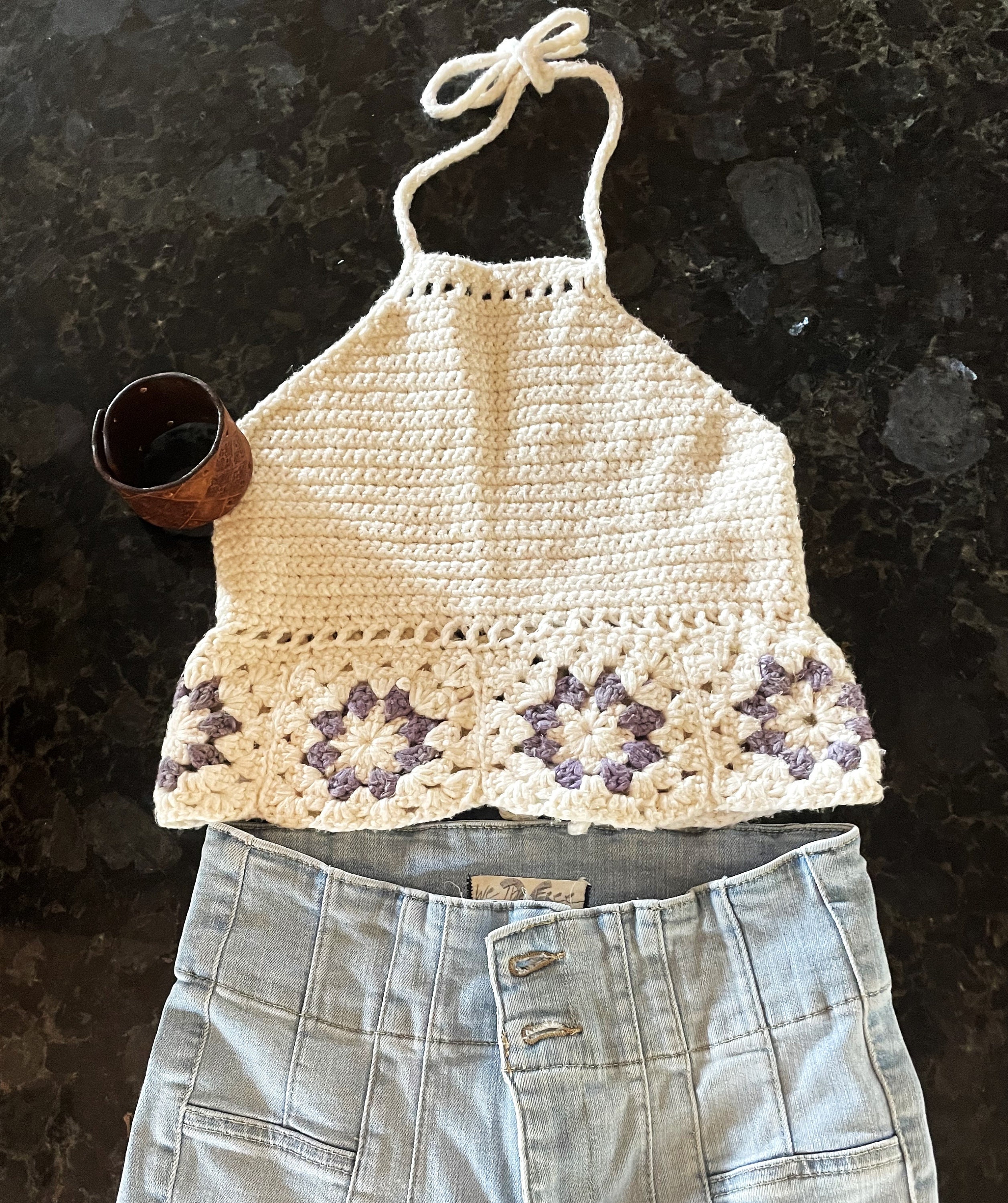Cream Colored Crochet Boho Halter Top - Etsy