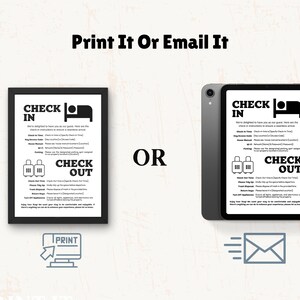 Check-in & Check-out Instructions Sign, Checkout Sign, Printable Check ...