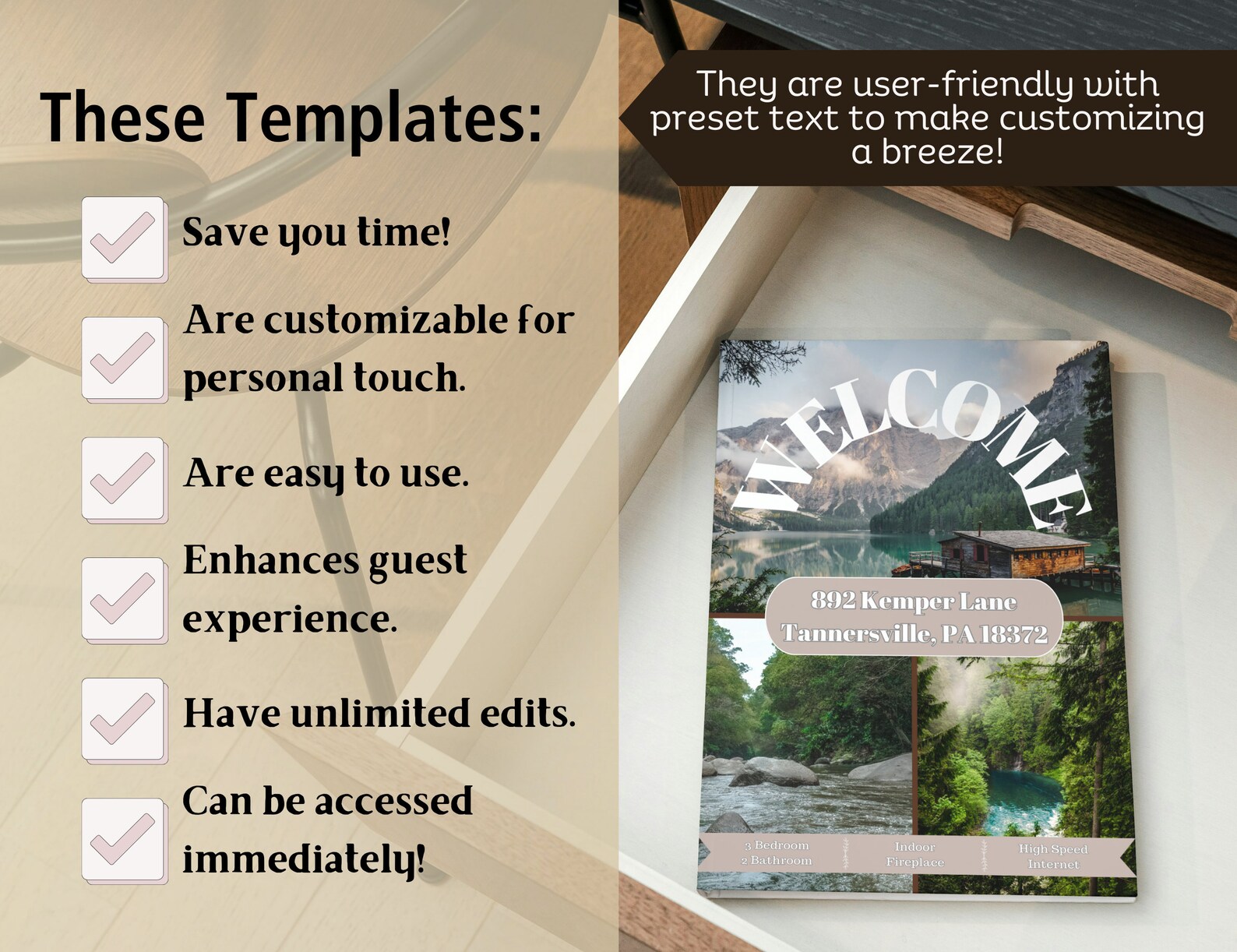 Airbnb Welcome Book Template, Cabin, Cottage, Lakehouse, Printable ...