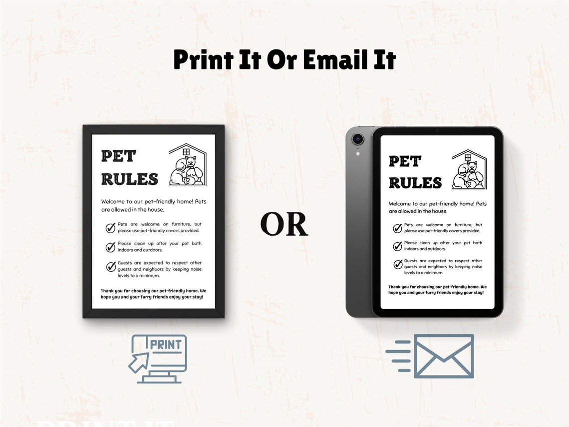 Pet Rules Airbnb Template Sign, Template Sign for Airbnb Hosts, Pet ...