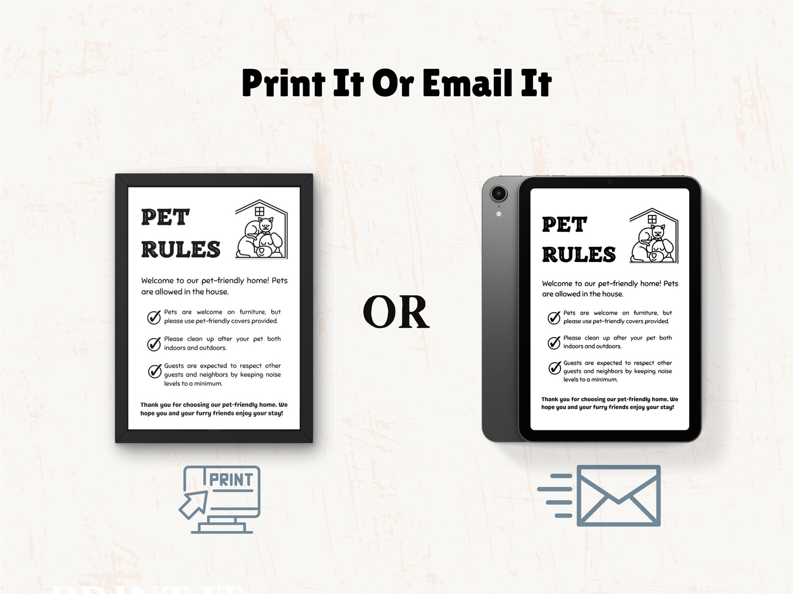 Pet Rules Airbnb Template Sign, Template Sign for Airbnb Hosts, Pet ...