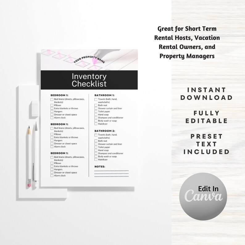 Airbnb Guest Turnover Checklist Bundle, Checklist Template, Editable ...