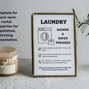 Laundry Room Sign, Airbnb Sign, VRBO Sign, Airbnb Laundry Rules Sign ...