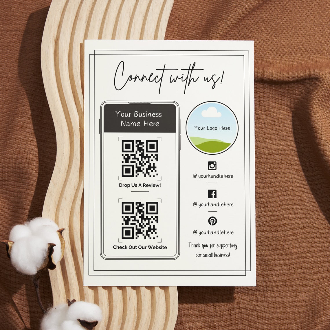 Social Media Sign Template, Connect With Us Sign, QR Code Sign, Small ...