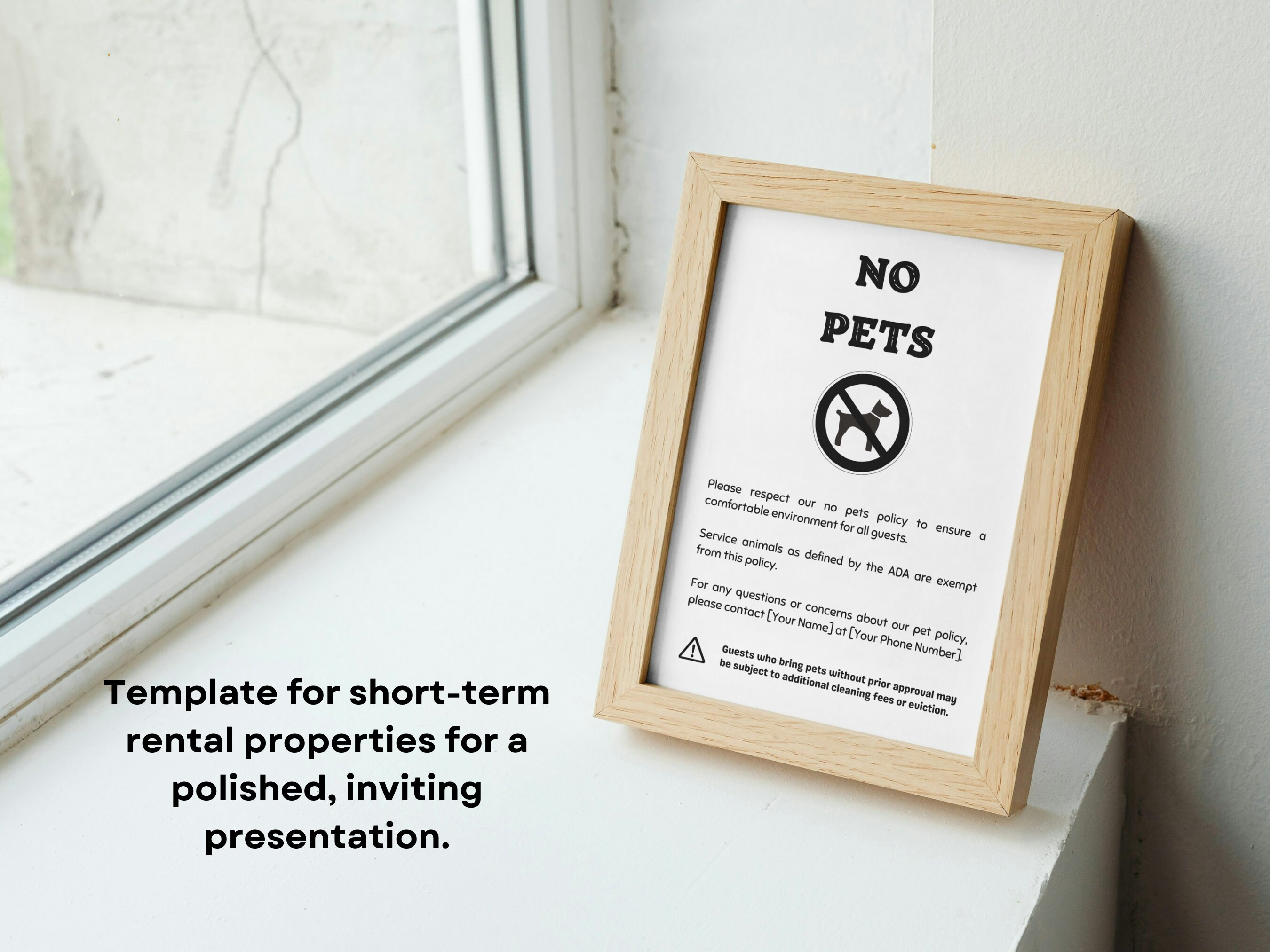 No Pets Allowed Airbnb Template Sign, Template Sign for Airbnb Hosts ...