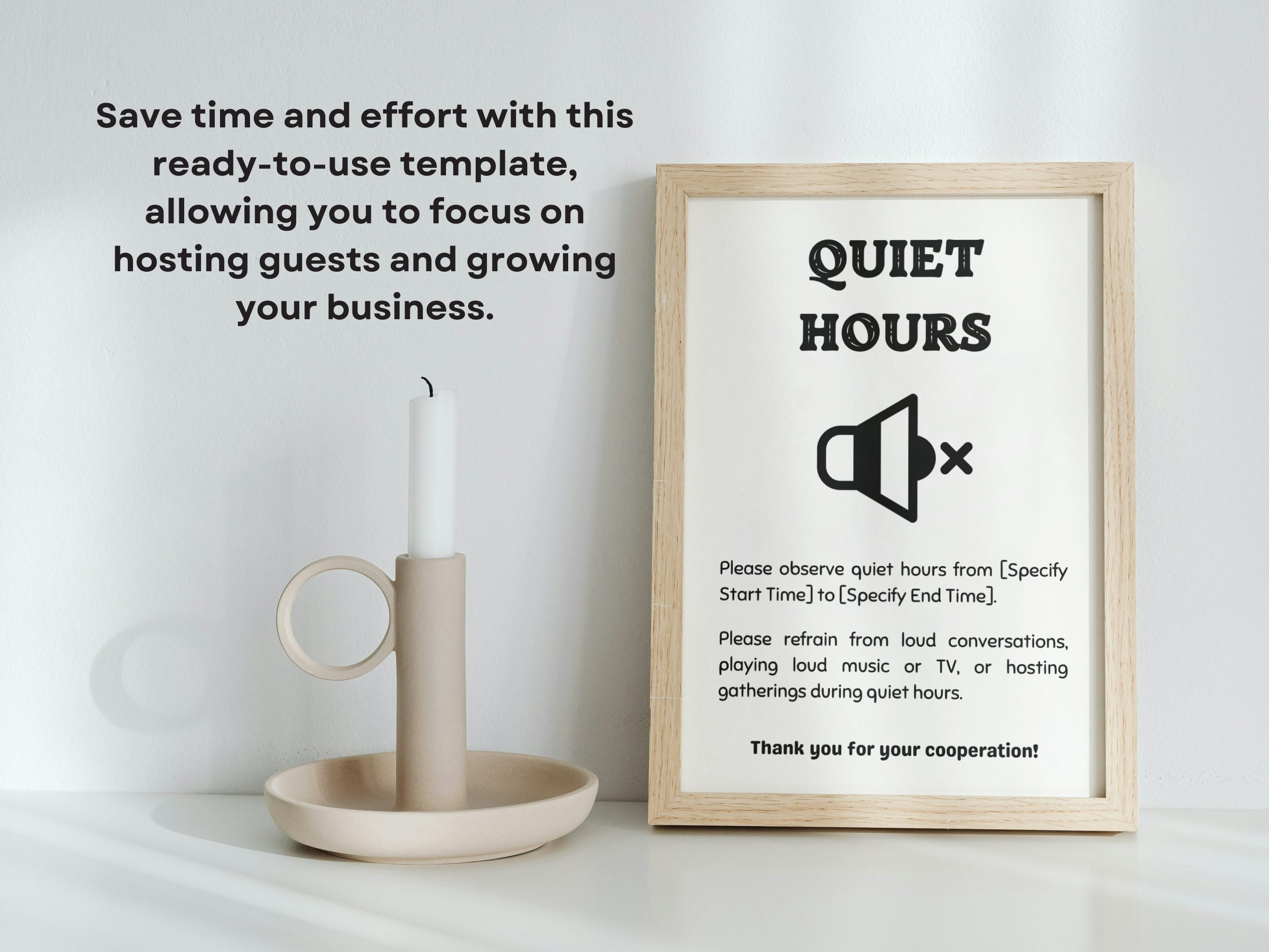 Quiet Hours Printable Sign, Printable Quiet Sign, Airbnb Noise Rules Sign, Airbnb Host Sign ...