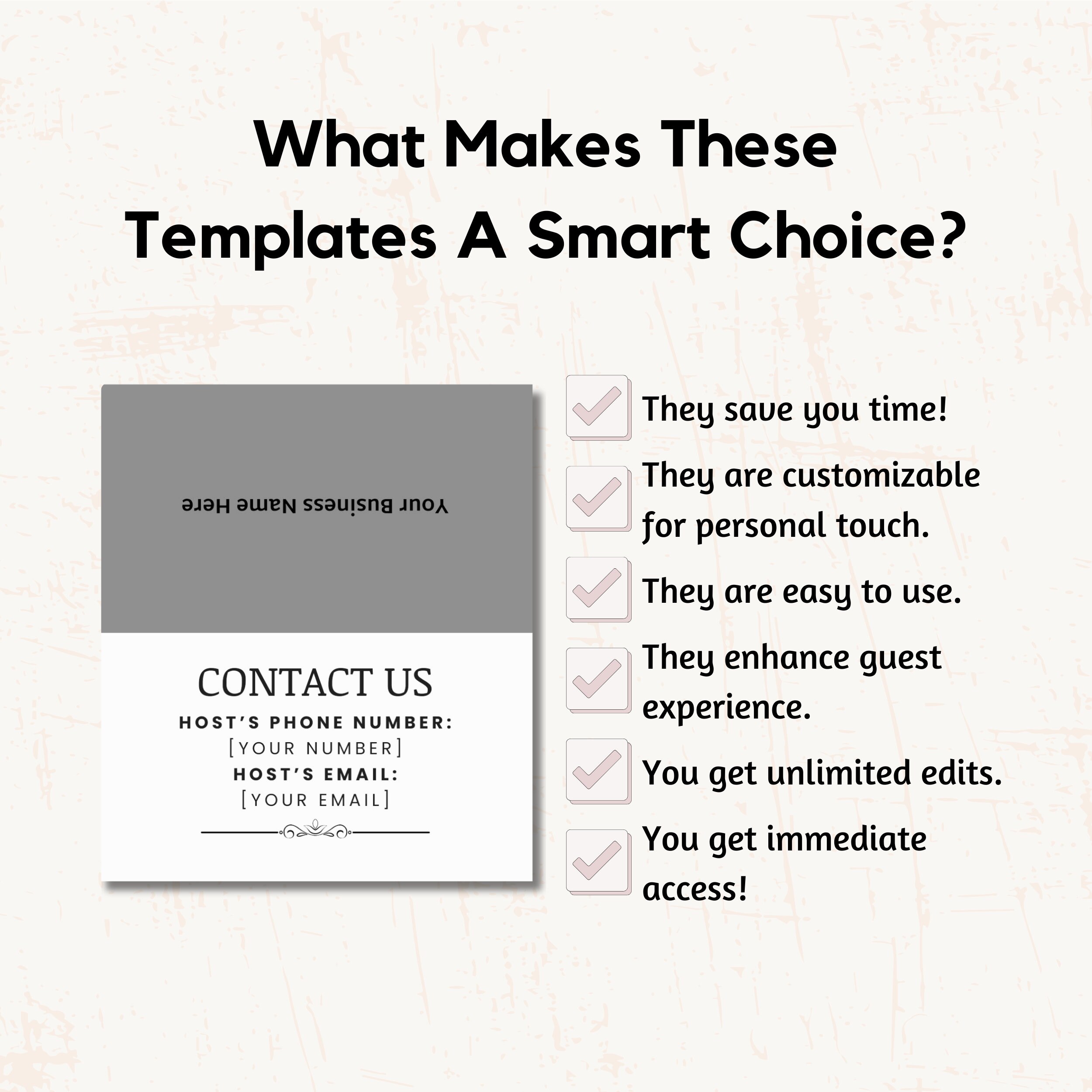 Printable Folded Tent Cards for Short Term Rentals, Instant Download, 3 ...