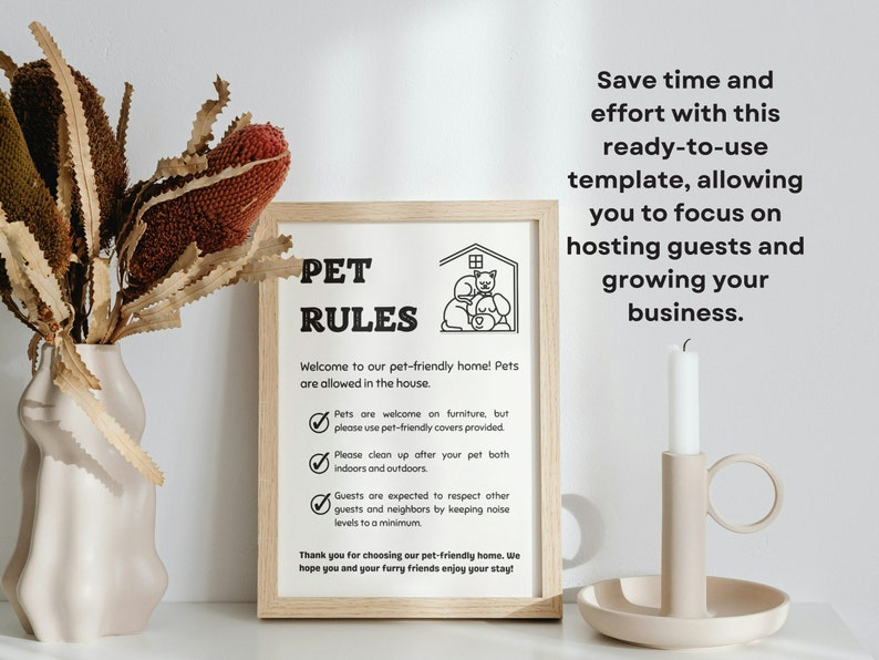 Pet Rules Airbnb Template Sign, Template Sign for Airbnb Hosts, Pet ...