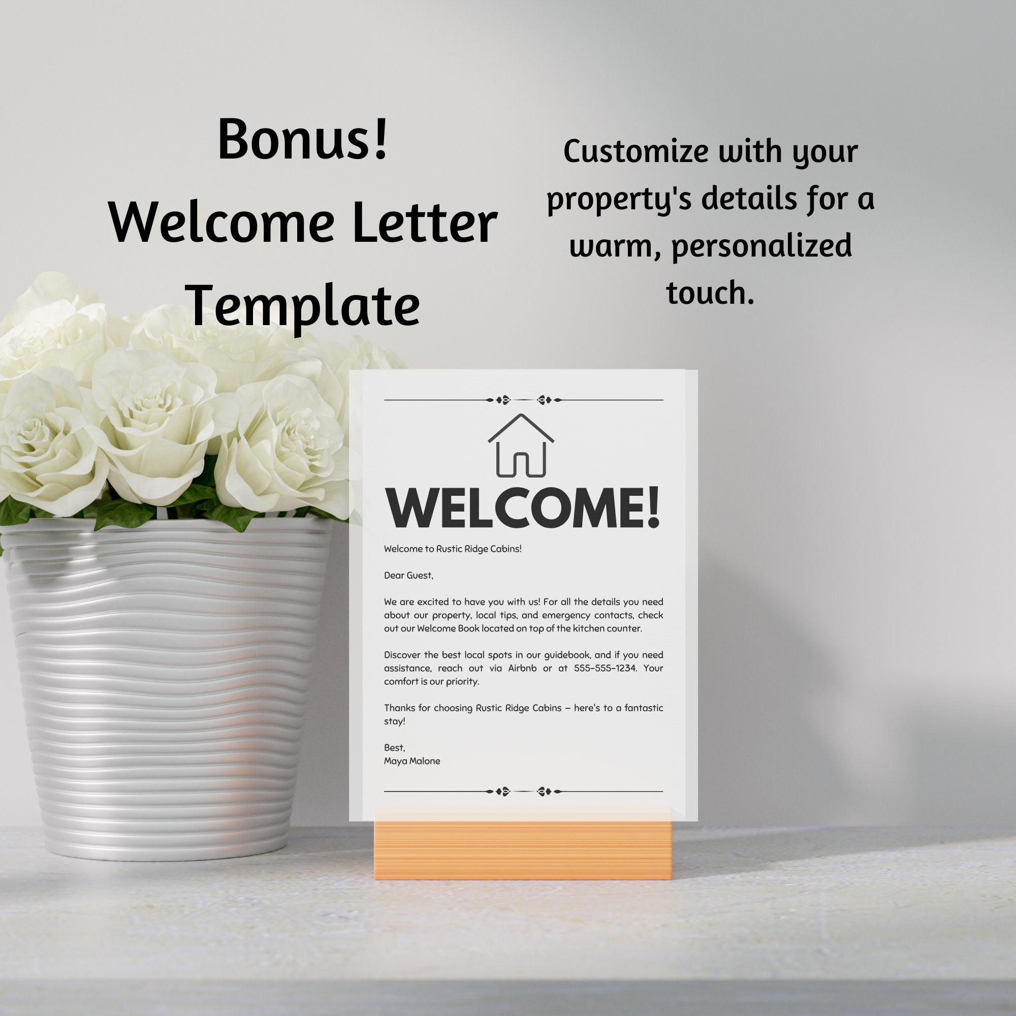 Welcome Sign Template for Airbnb Hosts | Short Term Rental Template ...