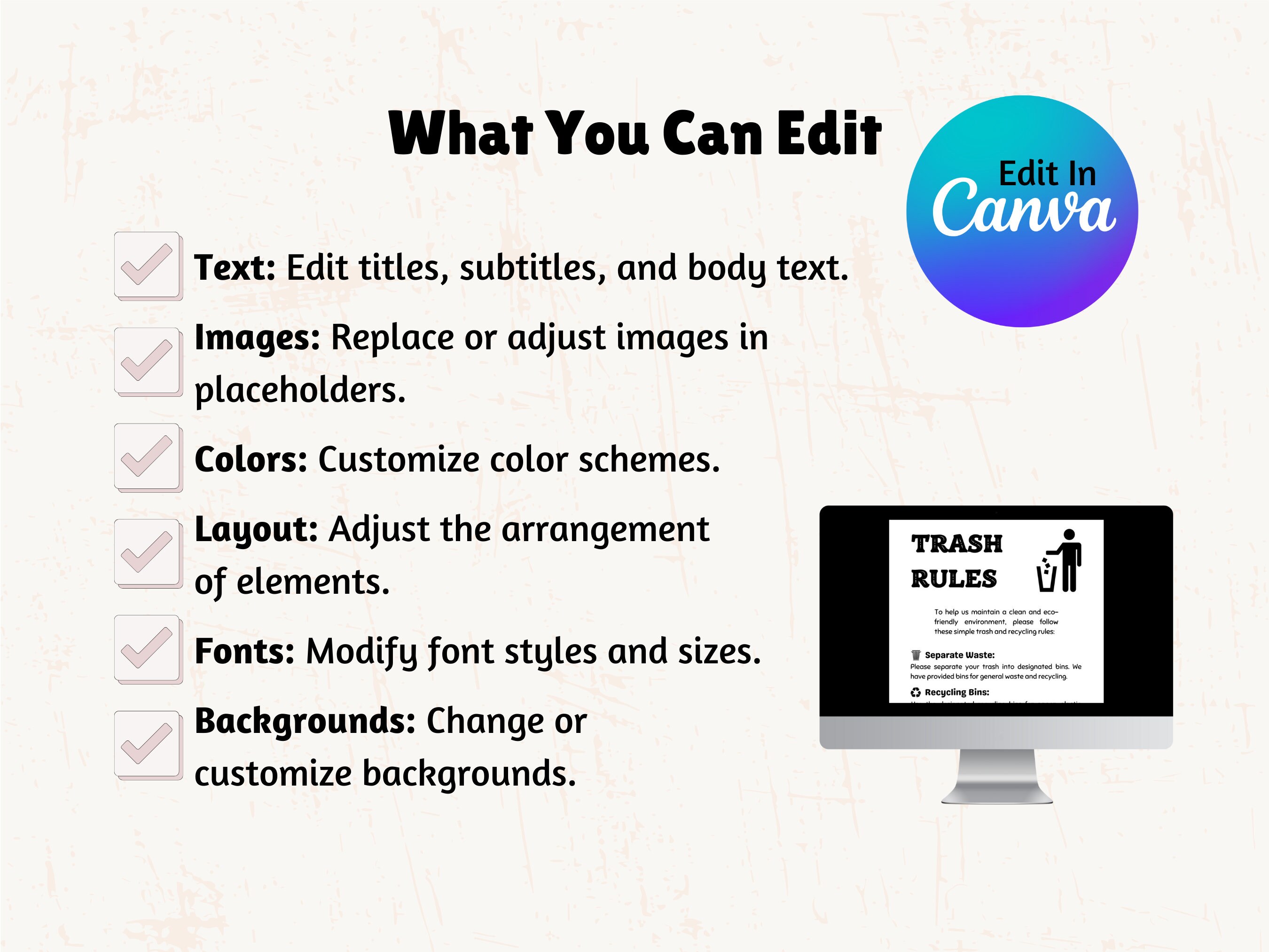 Trash Rules Sign, Airbnb Editable Sign, Trash Directions, Editable ...