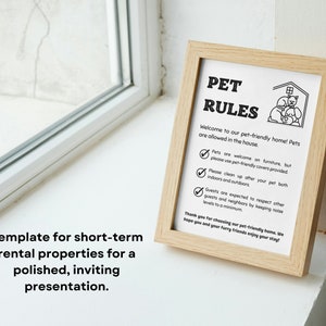 Pet Rules Airbnb Template Sign, Template Sign for Airbnb Hosts, Pet ...