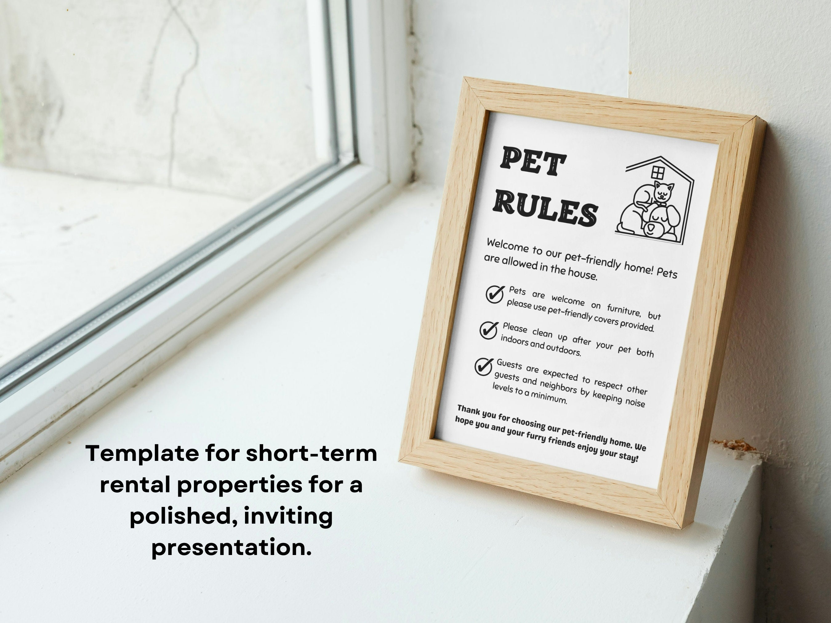 Pet Rules Airbnb Template Sign, Template Sign for Airbnb Hosts, Pet ...