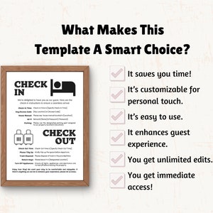 Check-in & Check-out Instructions Sign, Checkout Sign, Printable Check ...
