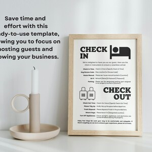 Check-in & Check-out Instructions Sign, Checkout Sign, Printable Check ...
