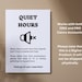 Quiet Hours Printable Sign, Printable Quiet Sign, Airbnb Noise Rules ...