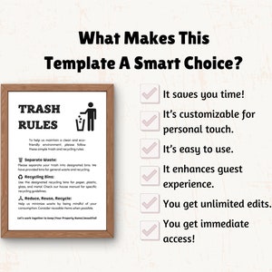 Trash Rules Sign, Airbnb Editable Sign, Trash Directions, Editable ...