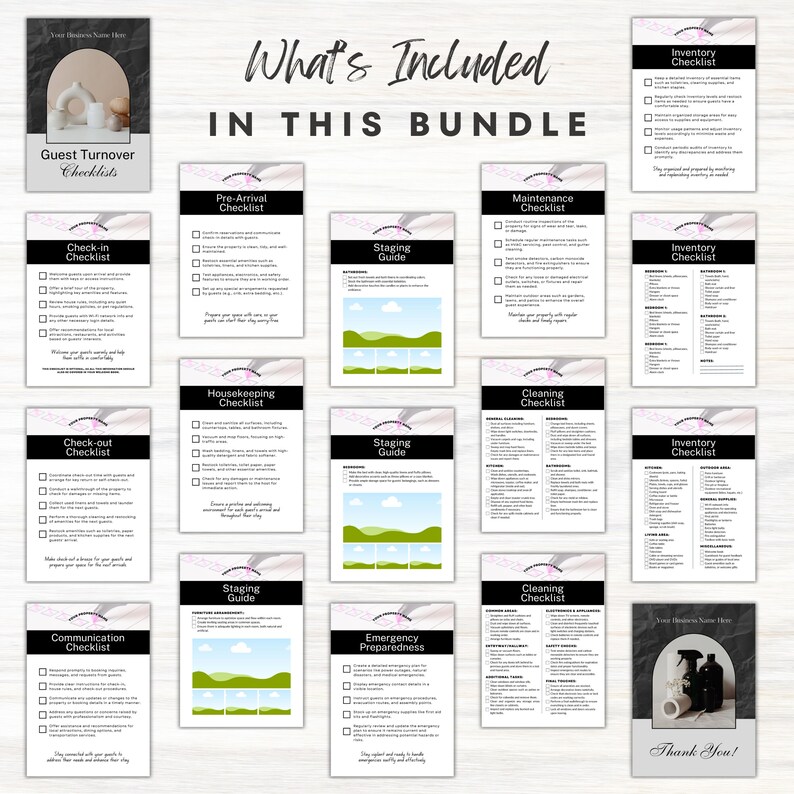 Airbnb Guest Turnover Checklist Bundle, Checklist Template, Editable ...