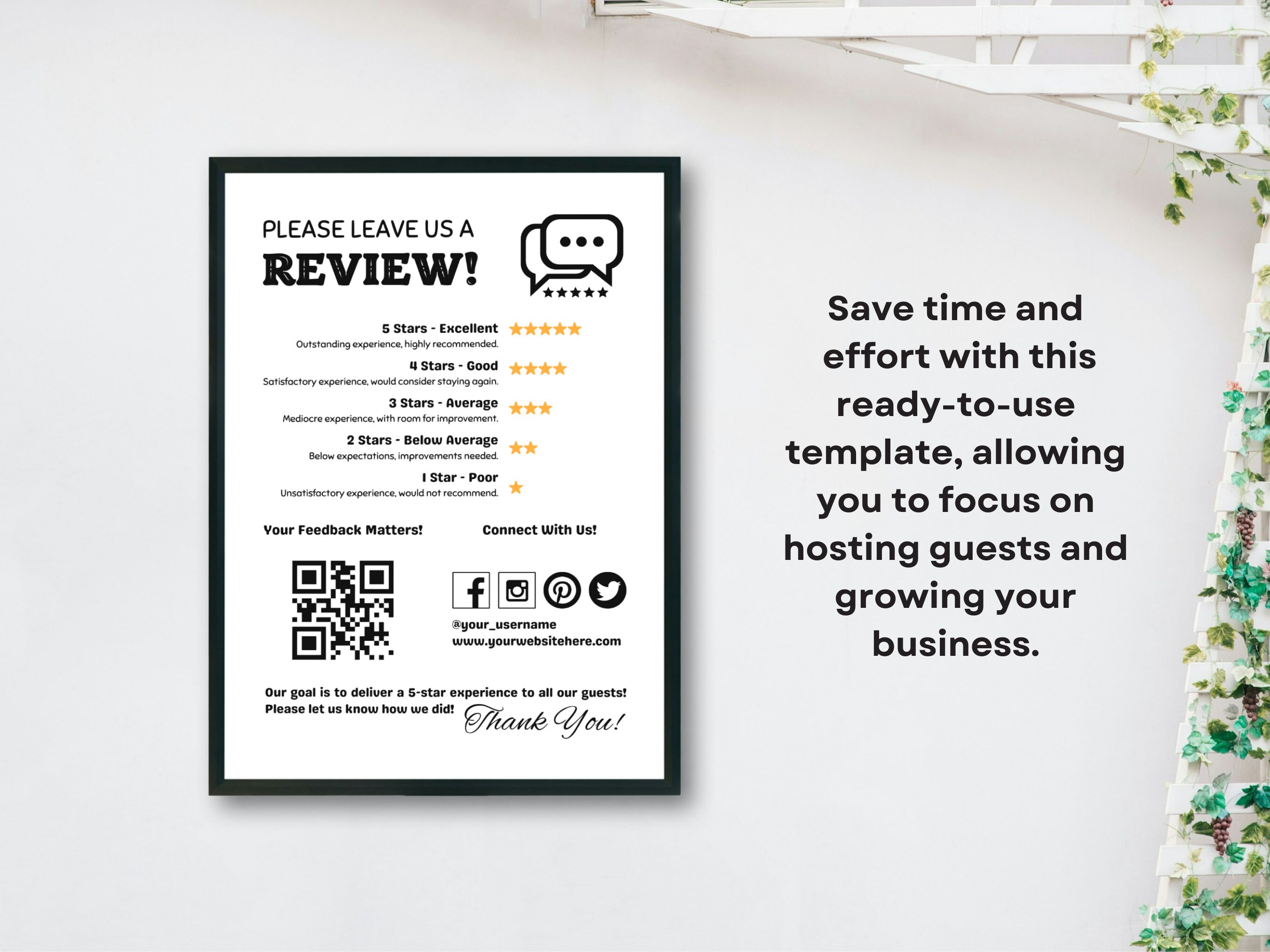 Airbnb Review Request Sign, Instant Download, Printable Sign, Short ...
