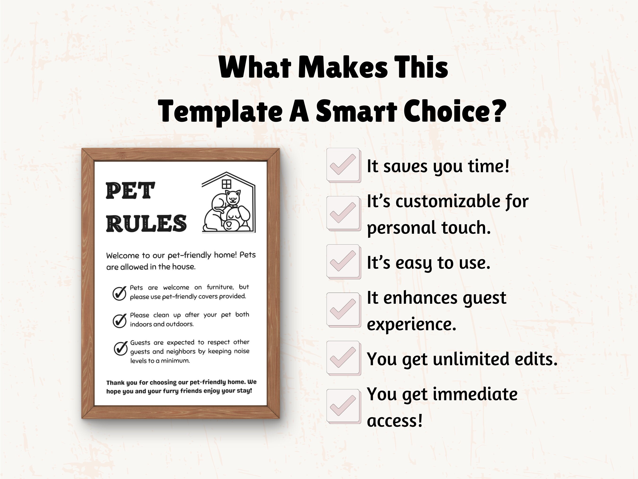 Pet Rules Airbnb Template Sign, Template Sign for Airbnb Hosts, Pet ...